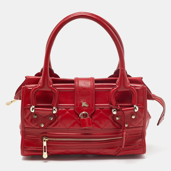 Burberry | Bags | Burberry Red Quilted Leather Manor Satchel | Poshmark